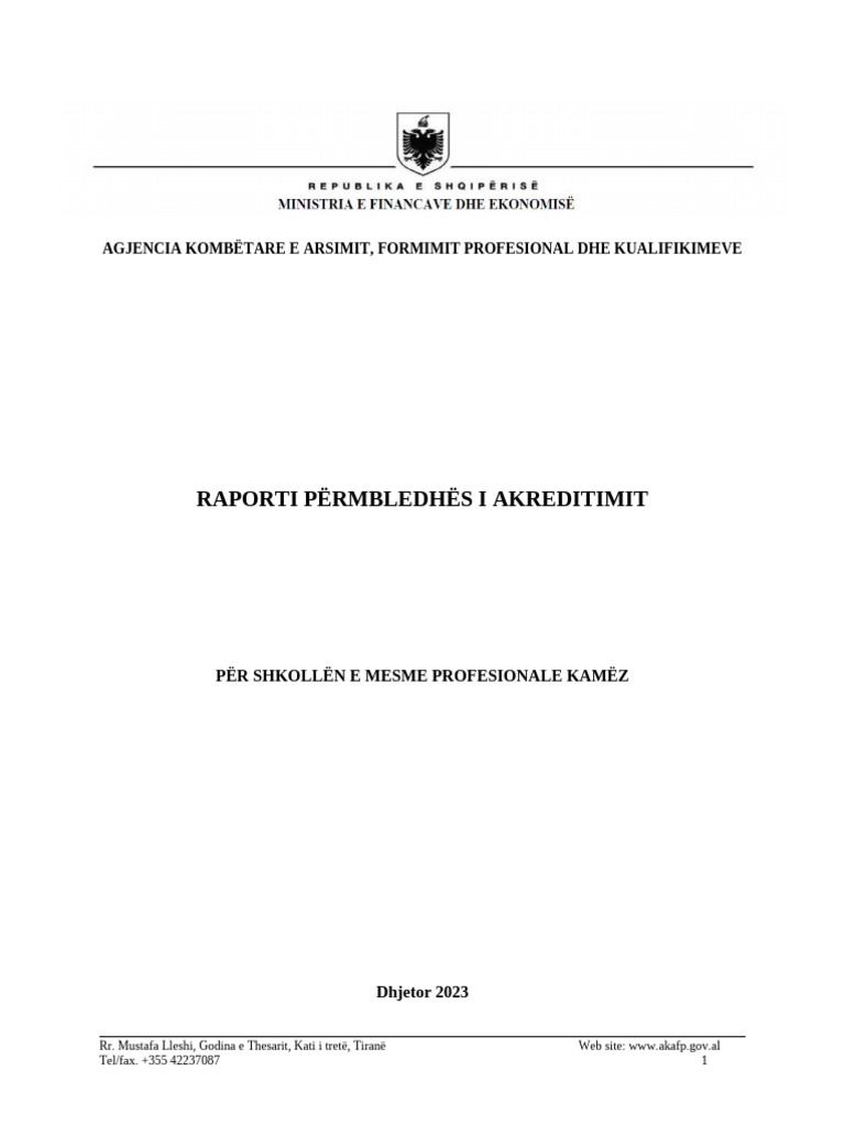 Raport Permbledhes - Akreditimi - Profesionale Kamez - Per Web 1 | PDF