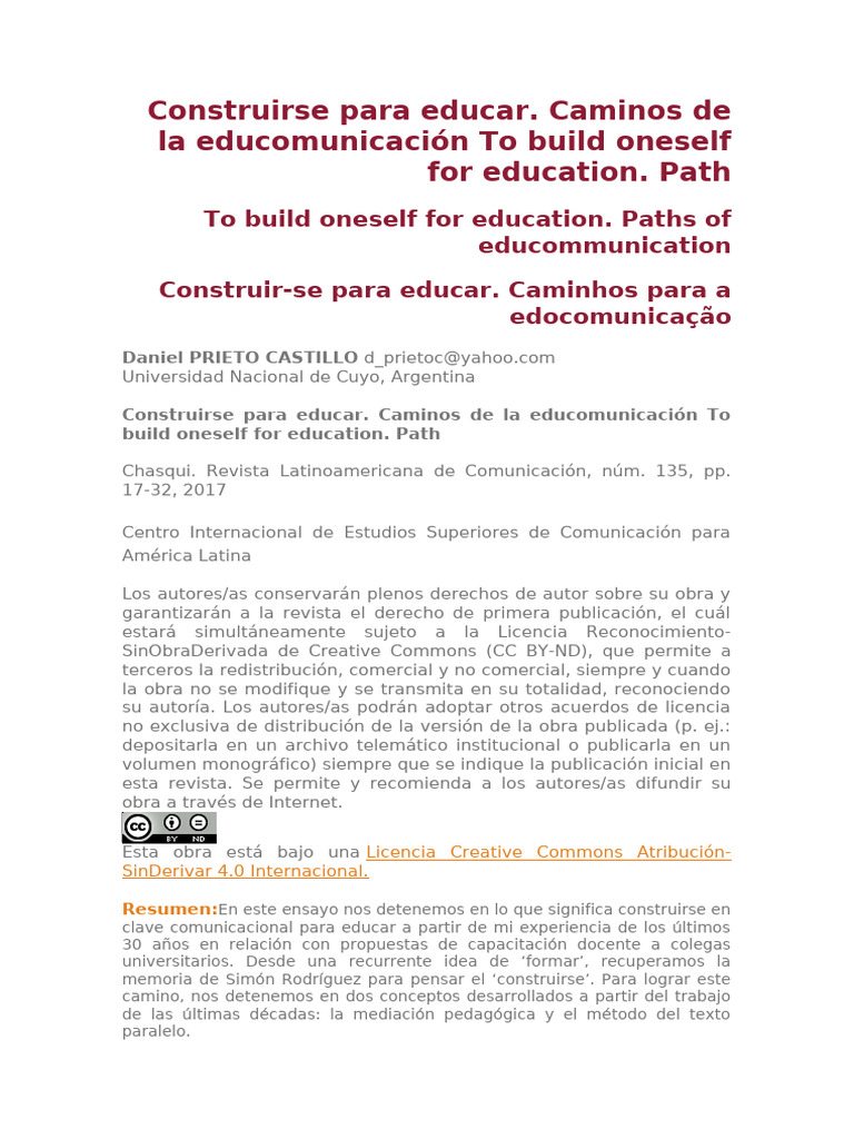 Construirse para educar | PDF | Aprendizaje | Enseñando