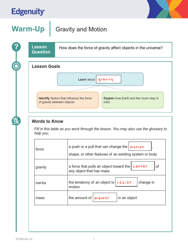 Gravity and Motion | PDF | Weight | Gravity