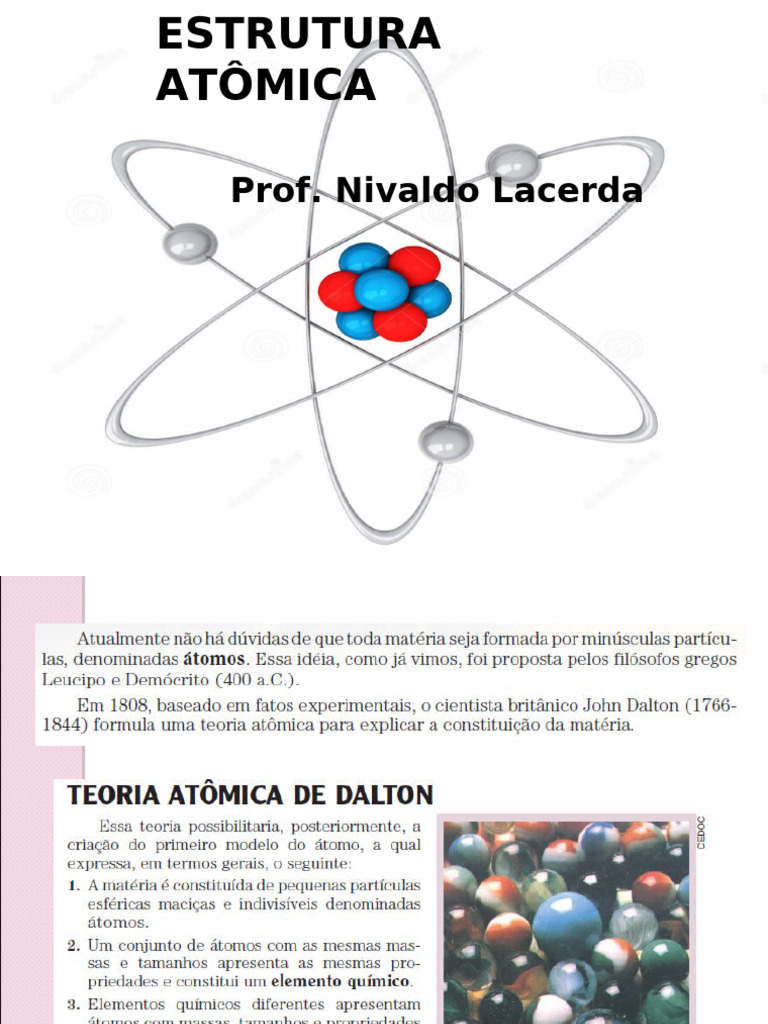 Aula 1-Estrutura Atomica Atual | PDF | Elétron | Física Aplicada e ...