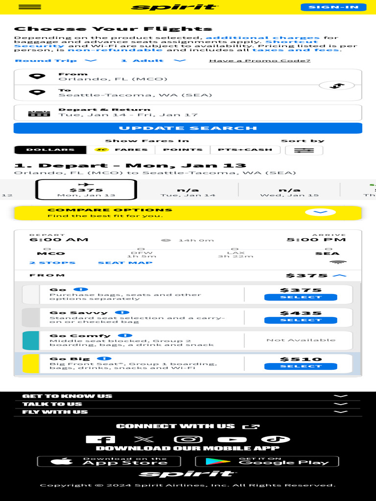 Flight Search Results Spirit Airlines | PDF | Airlines | Aviation