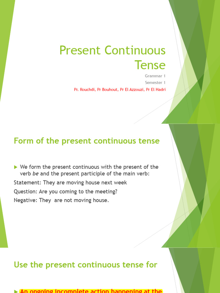 Present Continuous Tense-1 | PDF | Syntax | Linguistic Morphology