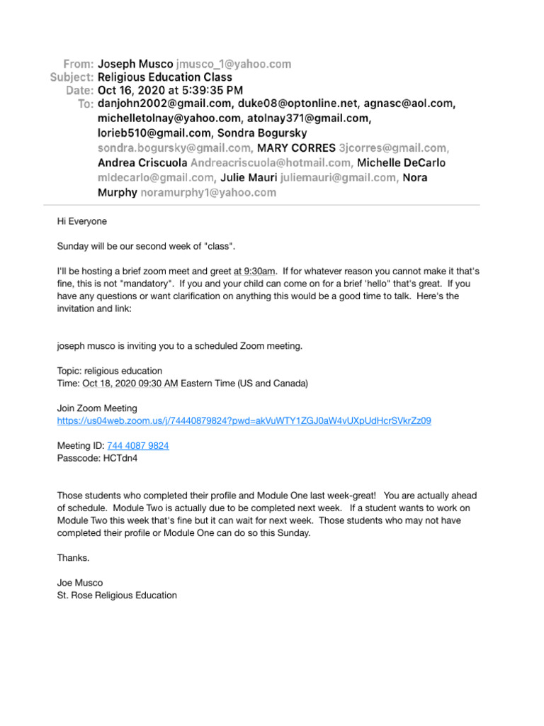 Religious Education Class | PDF