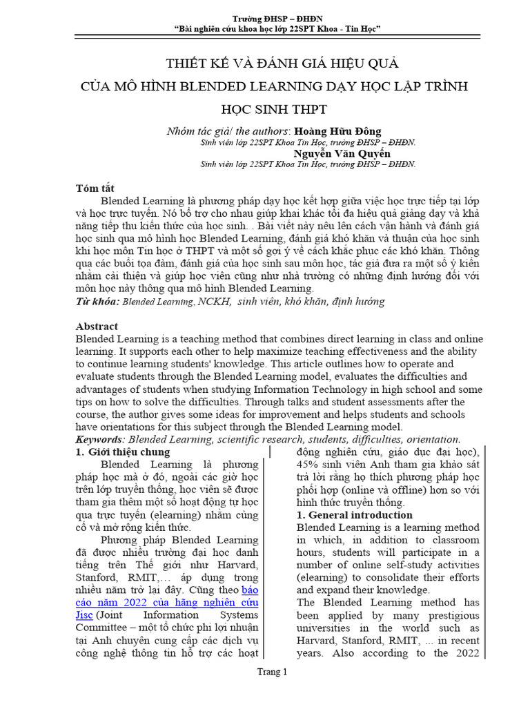 Bài Báo Blended Learning | PDF