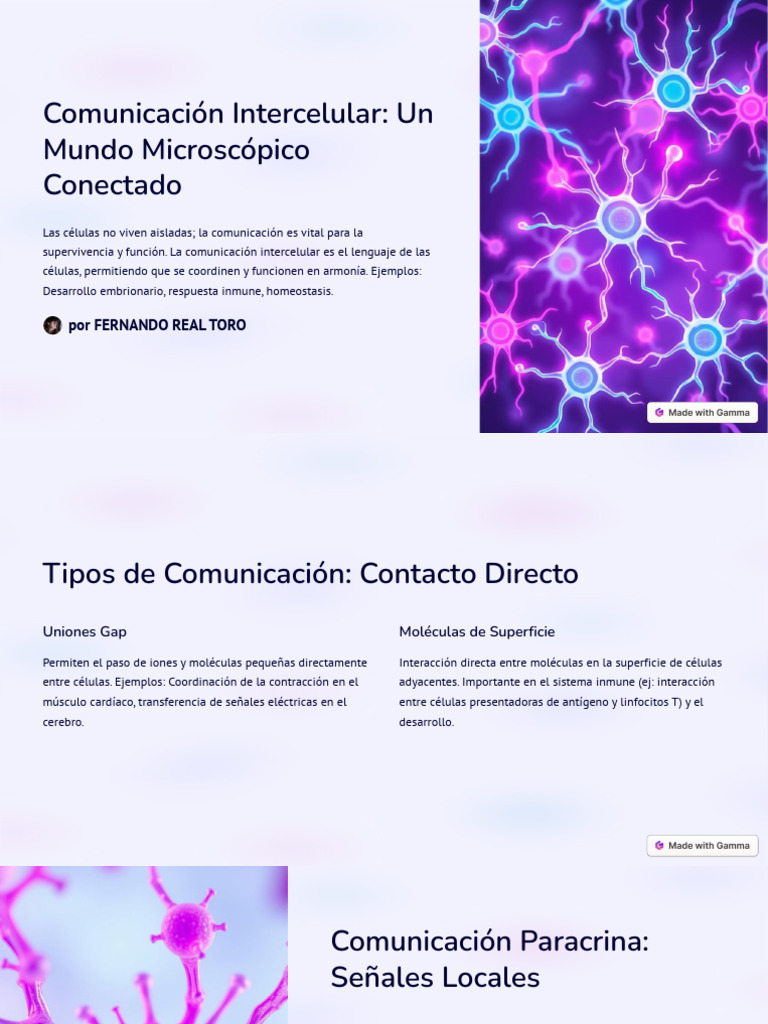 Comunicacion Intercelular Un Mundo Microscopico Conectado | PDF | Señal ...