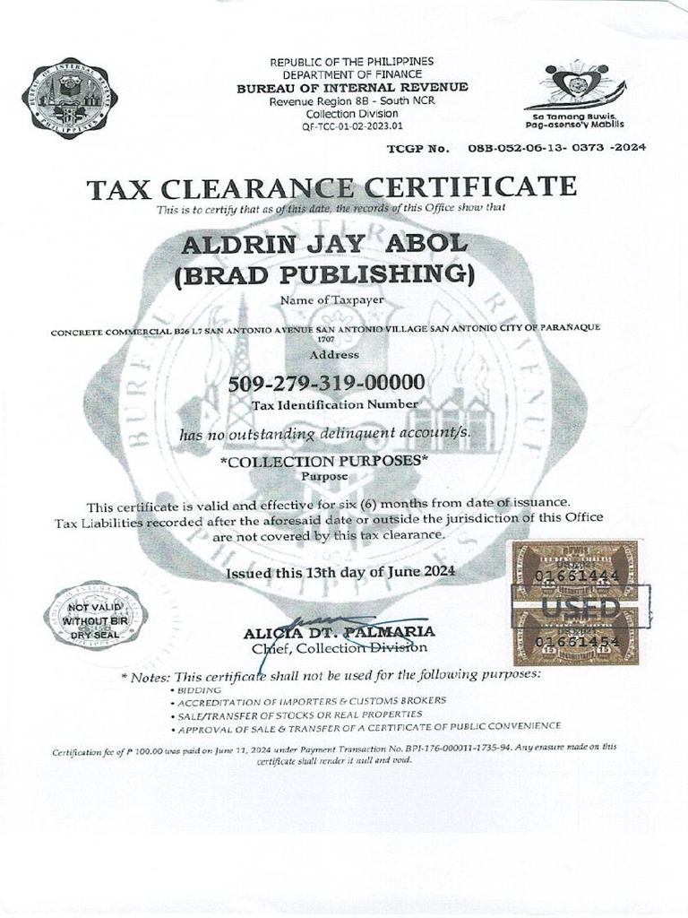Tax Clearance Certificate - ABOL | PDF