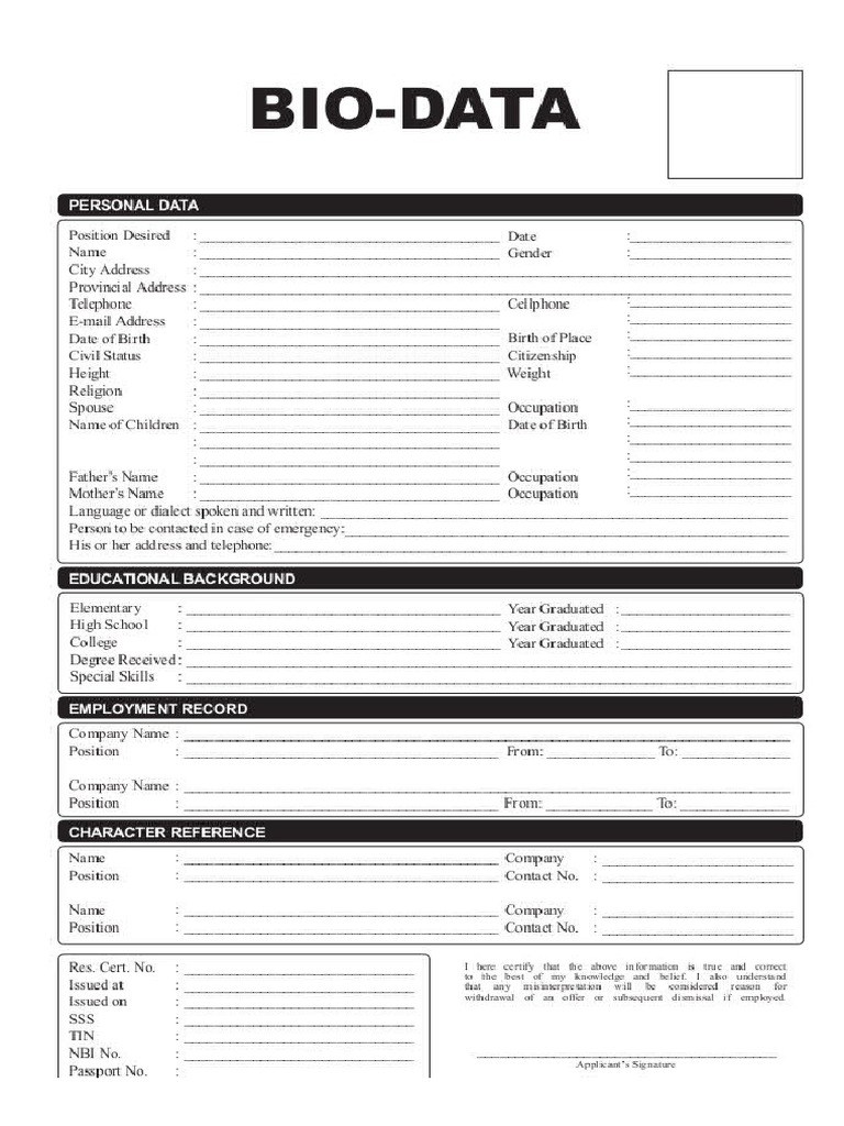 Bio Data | PDF