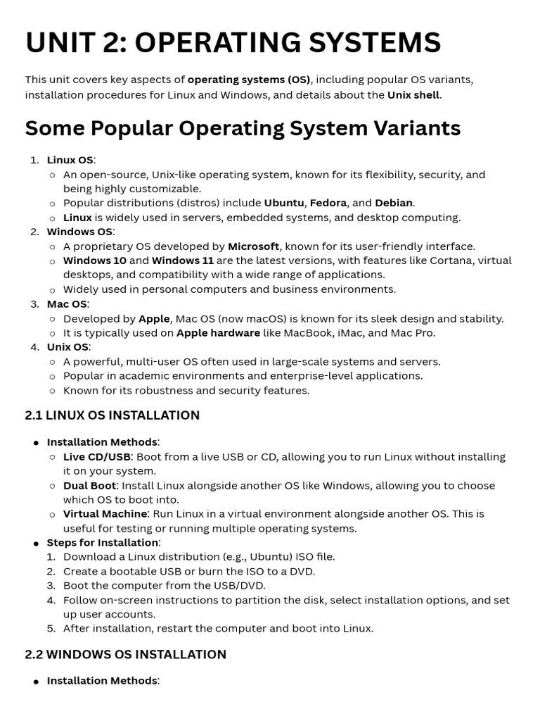 Unit 2 Operating Systems - 20250214 - 084924 - 0000 | PDF | Linux Distribution | Operating System