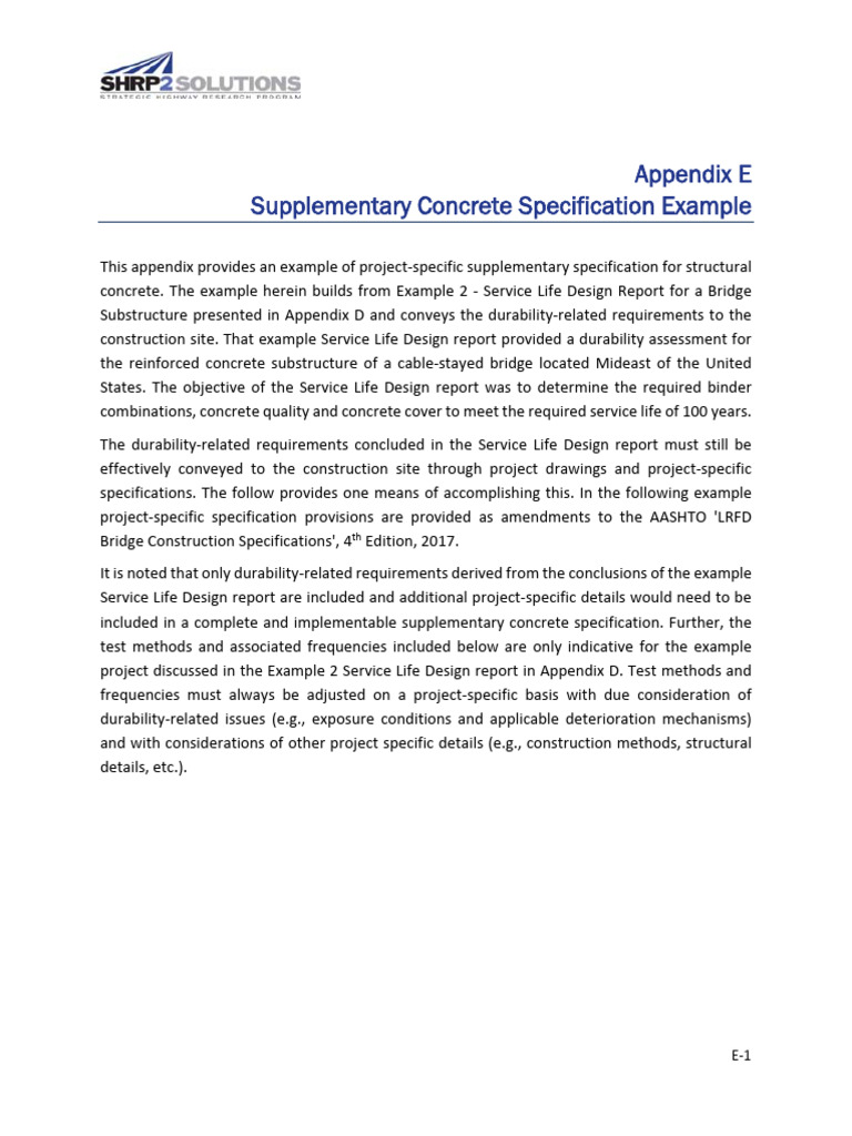 Appendix E-Concrete Spec Update v2 | PDF | Concrete | Cement