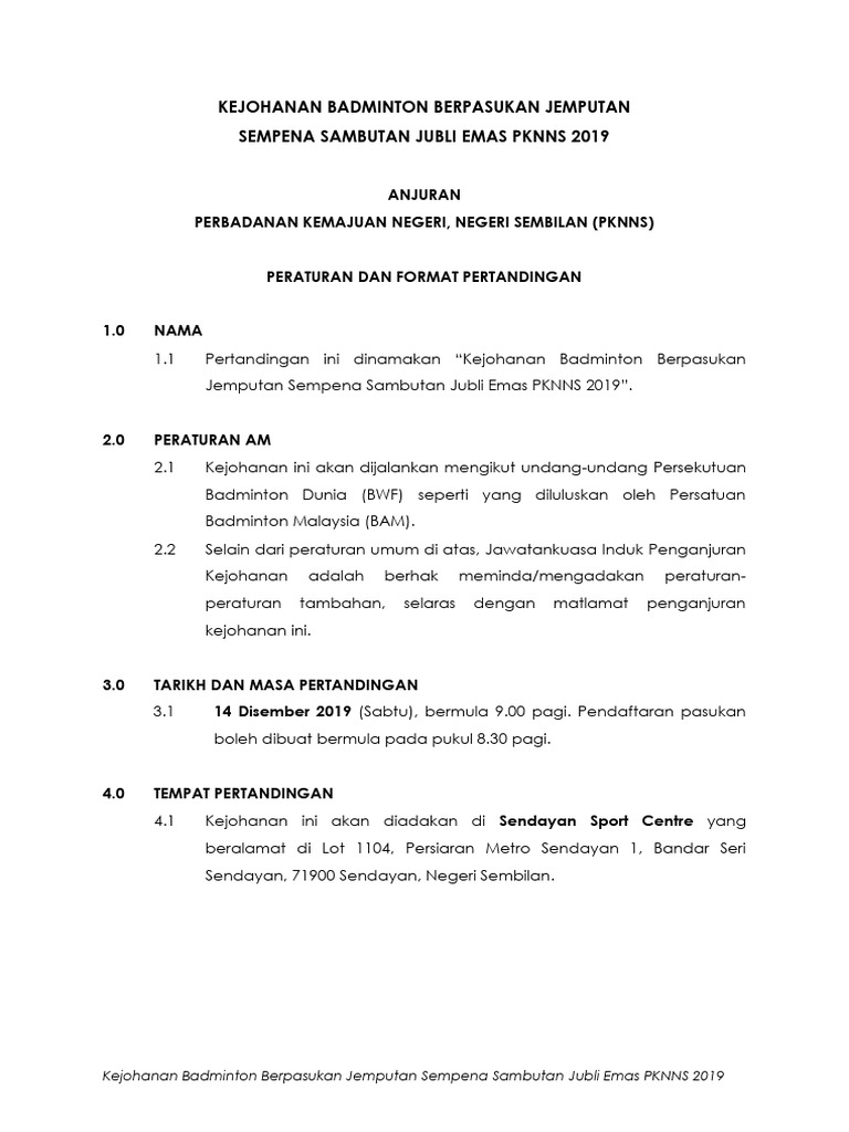 Peraturan & Format Pertandingan (Final) | PDF