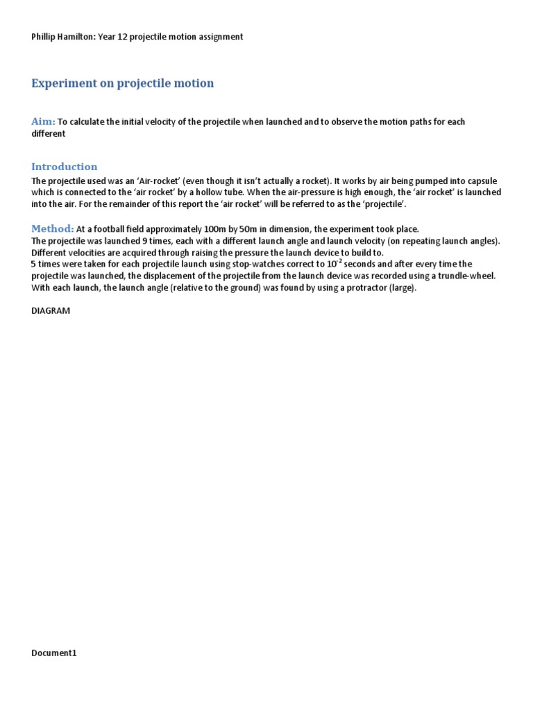 Experiment On Projectile Motion | PDF | Projectiles | Flight