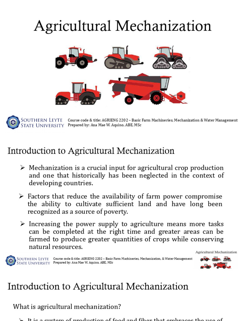 Agricultural Mechanization Overview | PDF | Fuels | Agricultural Machinery