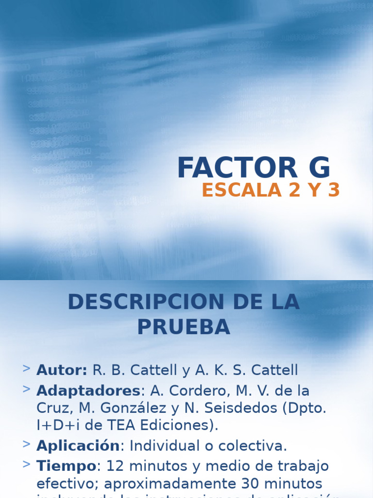 FACTOR G Escala 2 y 3 B | PDF | Inteligencia | Cognición