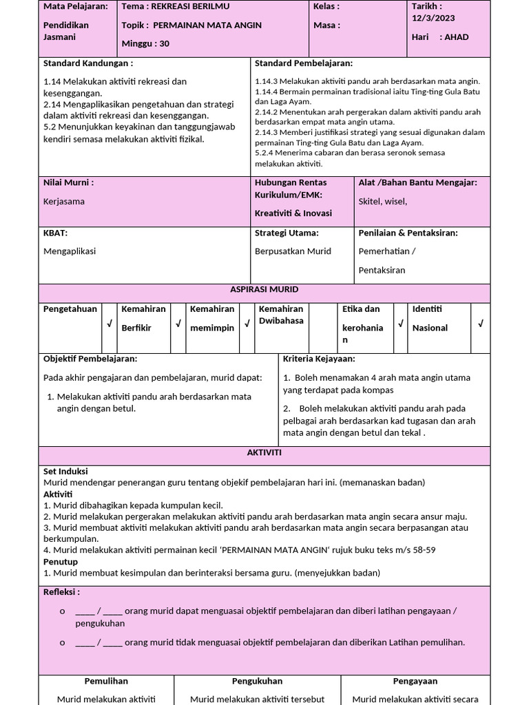 RPH PJ TAHUN 4 2023 M30 at ARAS | PDF