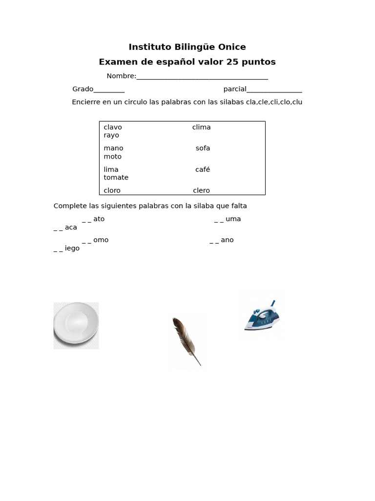 Examen de Español para Instituto Bilingüe | PDF