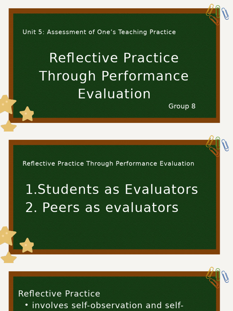 Educ 107 Group 8 (REFLECTIVE EVAL STUDENTS AND PEER AS EVAL) | PDF | Reflective Practice ...