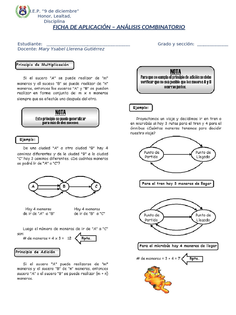Ficha de Aplicación - Análisis Combinatorio | PDF