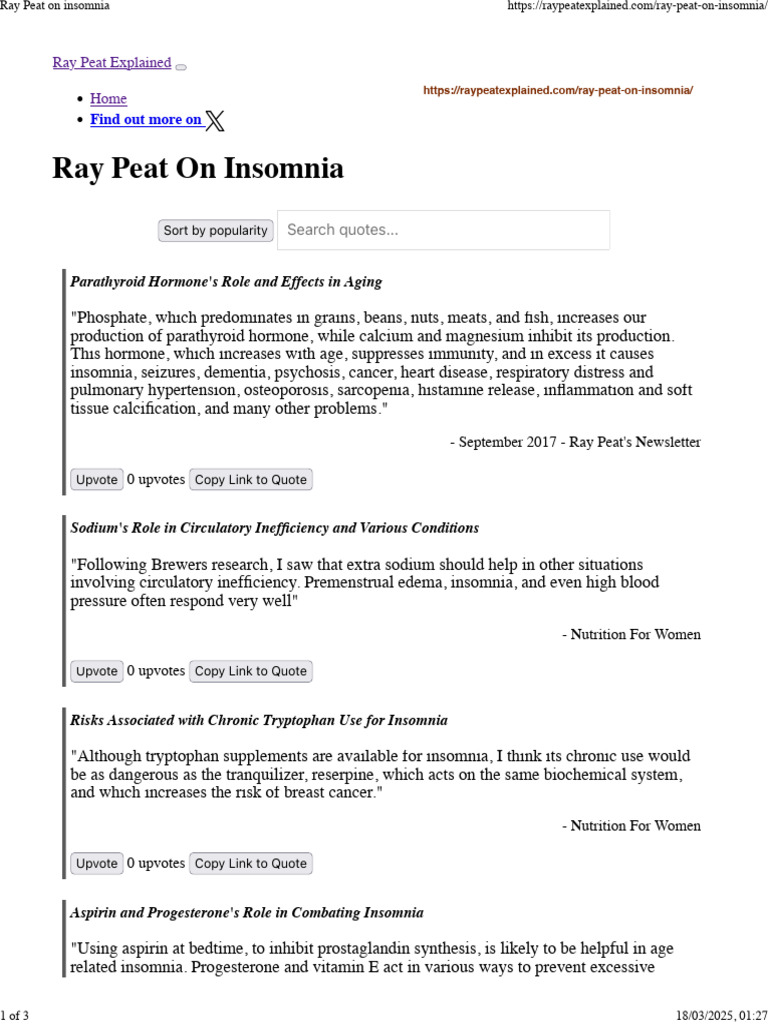 Ray Peat Explained - On Insomnia | PDF | Hypothyroidism | Thyroid