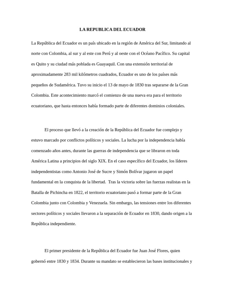 Historia de la República del Ecuador | PDF | Ecuador | Colombia