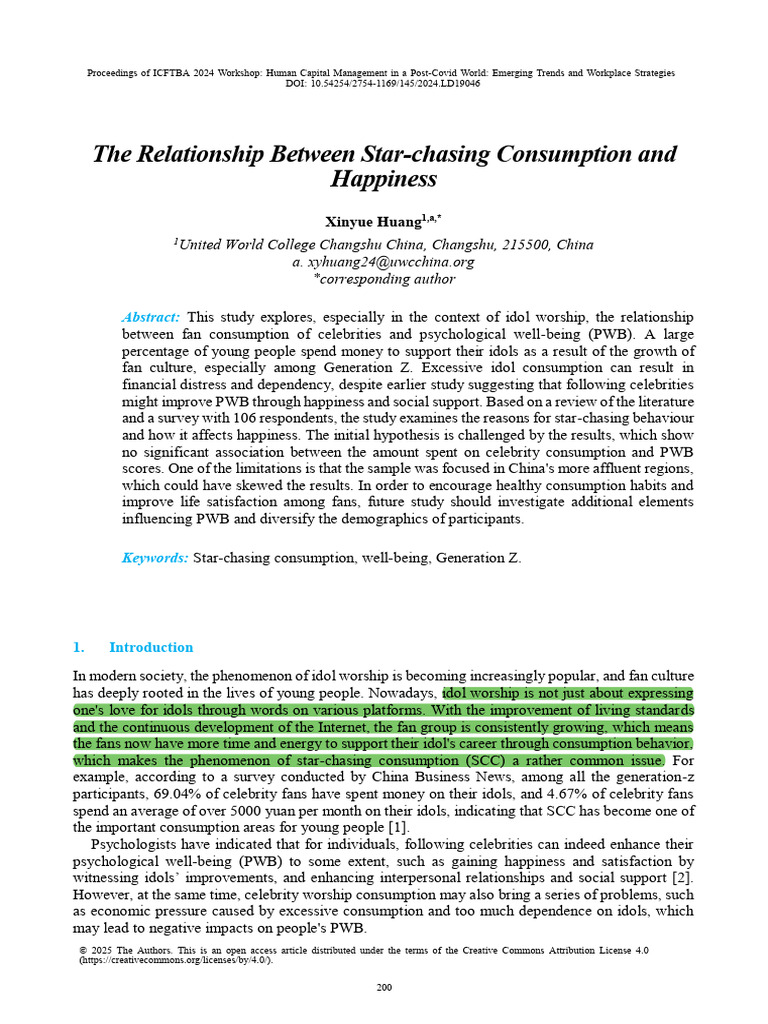 Star-Chasing Consumption and Happiness | PDF | Extraversion And ...