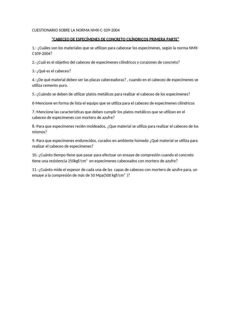 Cabeceo de Especímenes de Concreto | PDF