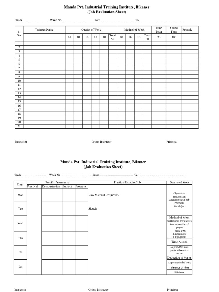 Iti Lesson Demo Job | PDF