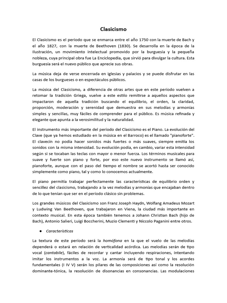 Apreciación Musical II - Clasicismo | PDF | Wolfgang Amadeus Mozart | Sinfonía