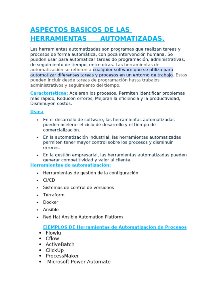 Aspectos Basicos de Las Herramientas Automatizadas | PDF
