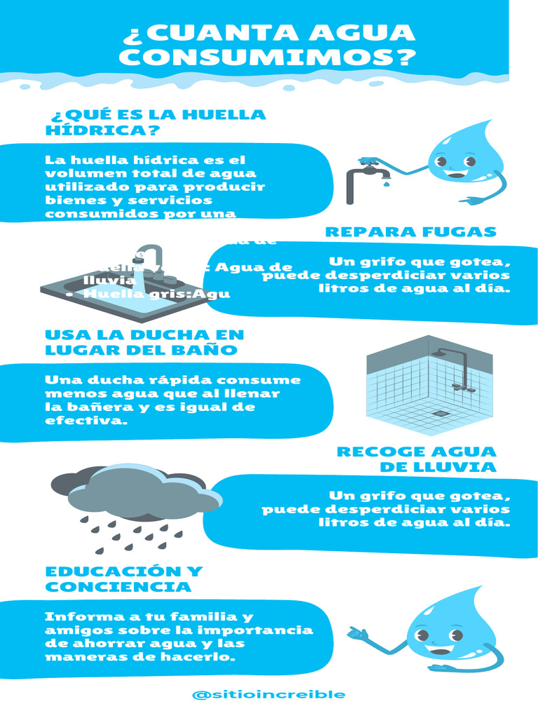 Infografía Cuidado Del Agua Ilustrado Azul | PDF