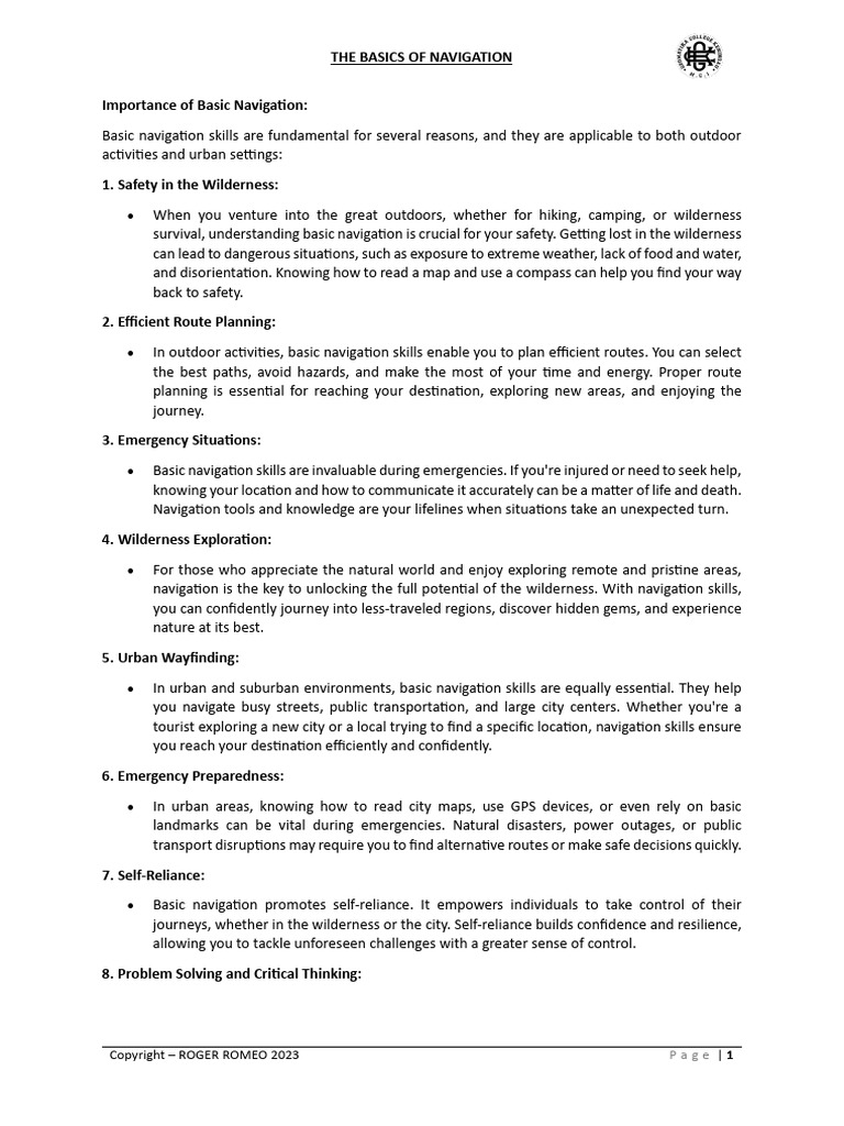 Basic Navigation | PDF | Compass | Surveying