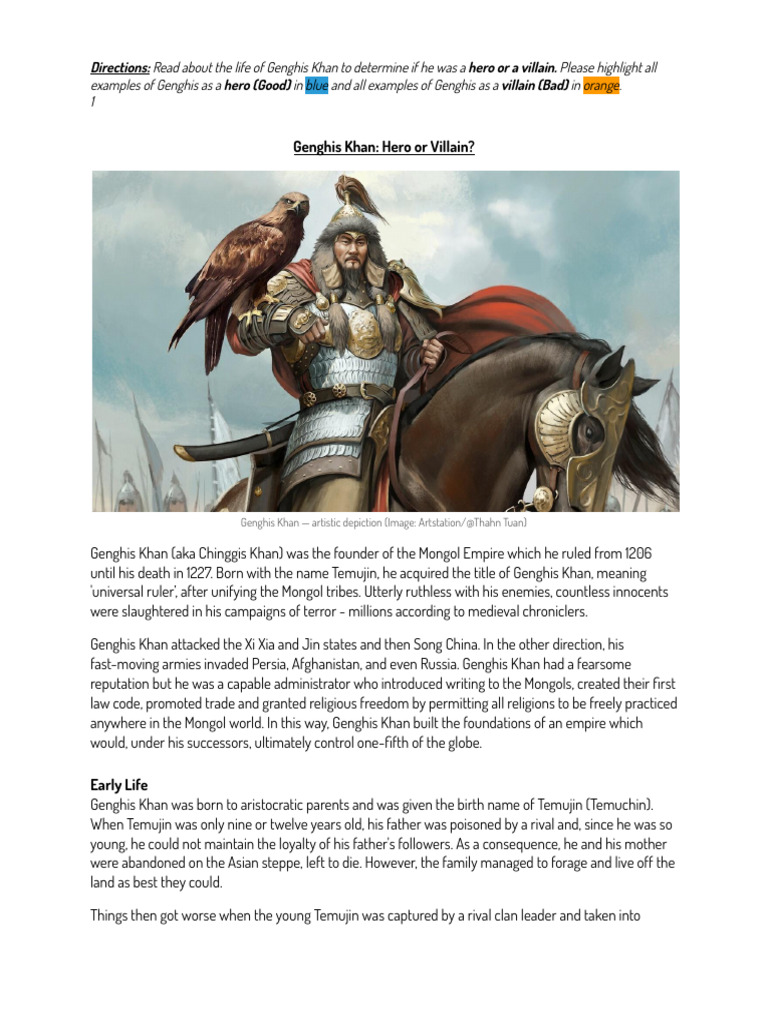 Genghis Khan: Hero or Villain? | PDF | Genghis Khan | Mongol Empire
