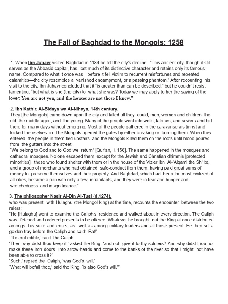 REAL The Fall of Baghdad To The Mongols - 1258 | PDF | Baghdad