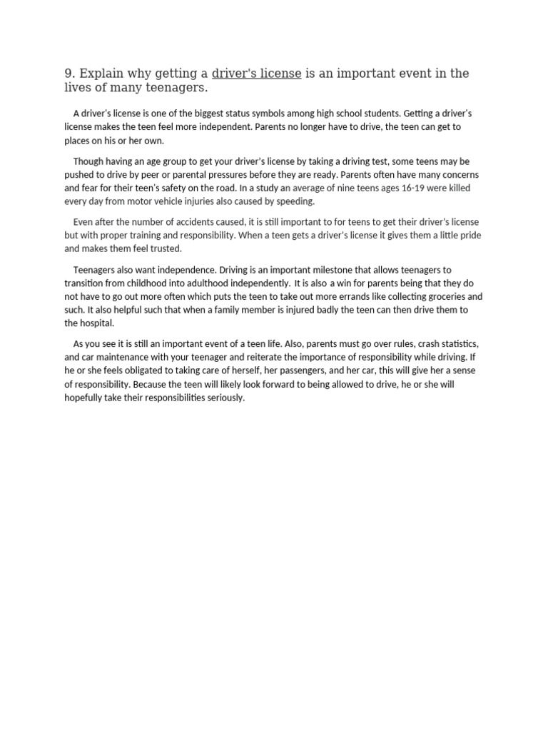 Importance of Teen Driver's License | PDF