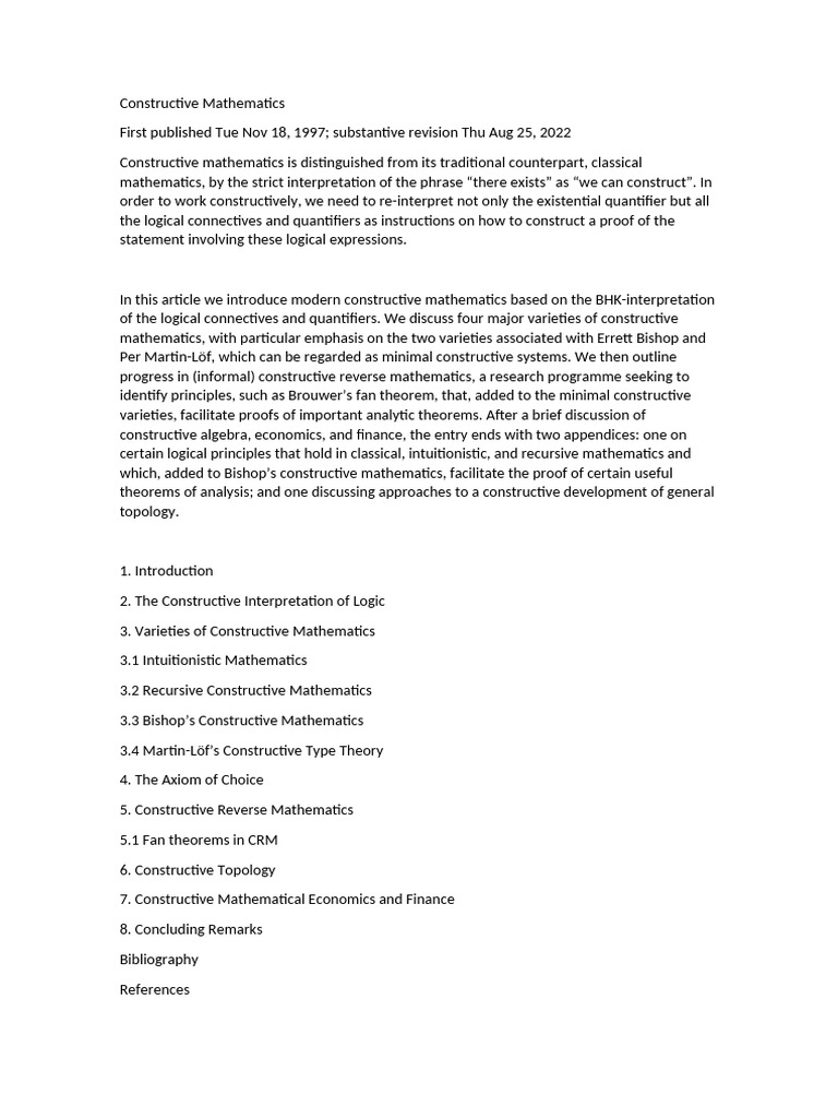 Matematicas Constructivas | PDF | Mathematical Proof | Mathematical Logic