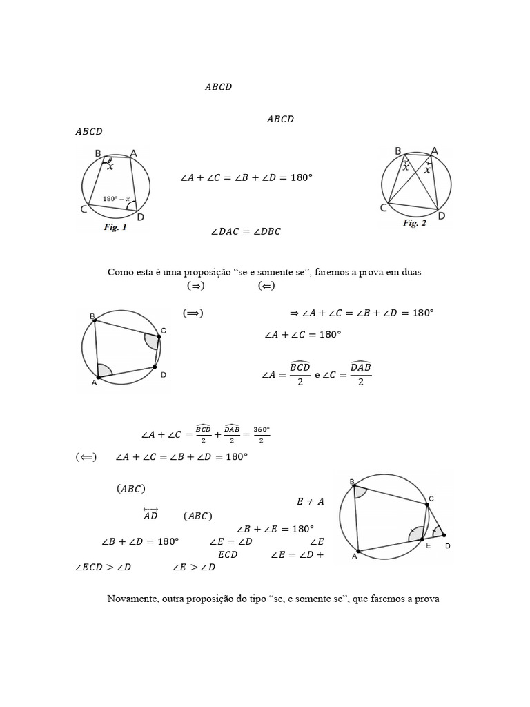 Arcos, Ângulos e Quadriláteros Cíclicos2 | PDF | Ângulo | Círculo