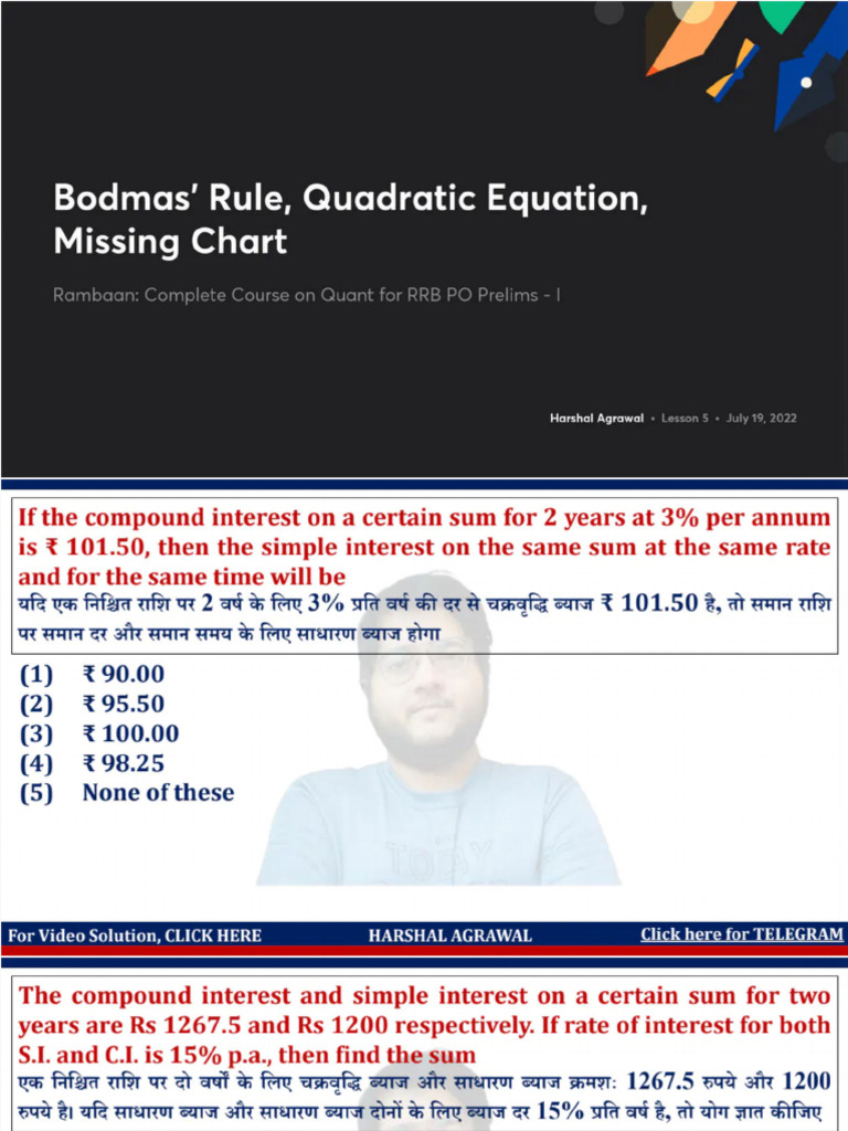 Bodmas Rule Quadratic Equation Missing Chart No Anno | PDF