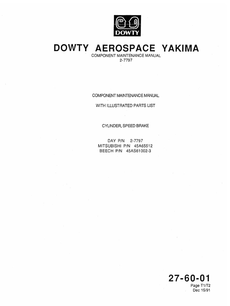 CMM 2-7797 (27!60!01) MU300 - 400 - 400A Speed Brake Actuator Manual | PDF