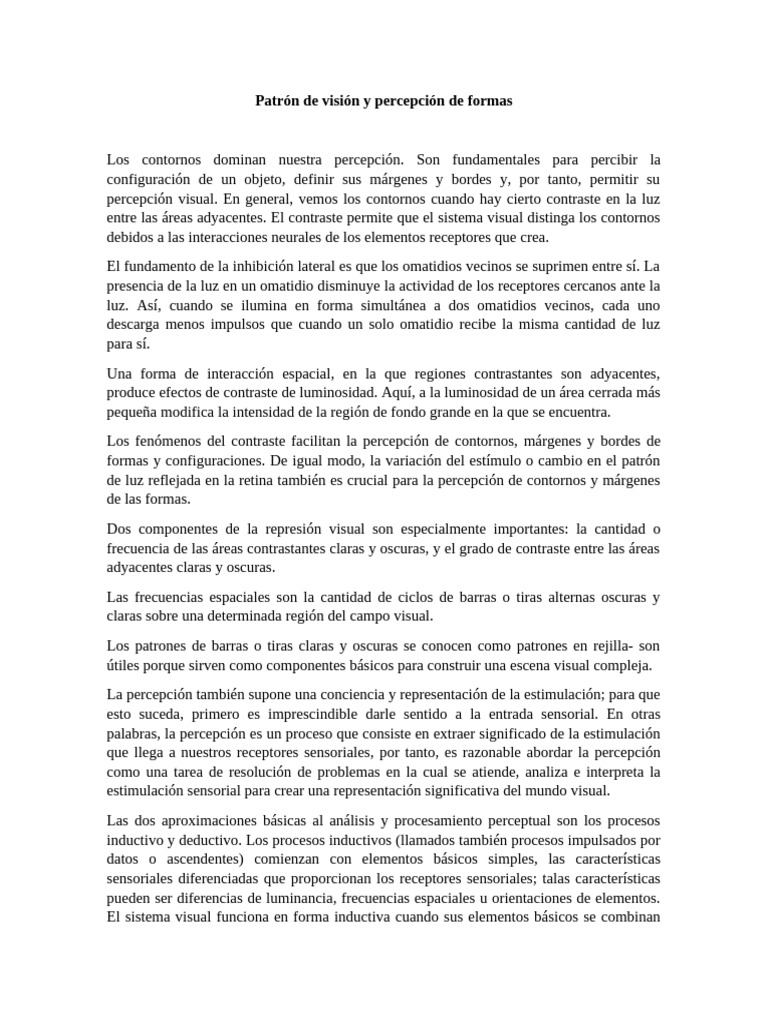 Patrón de Visión y Percepción de Formas | PDF | Percepción | Percepción ...