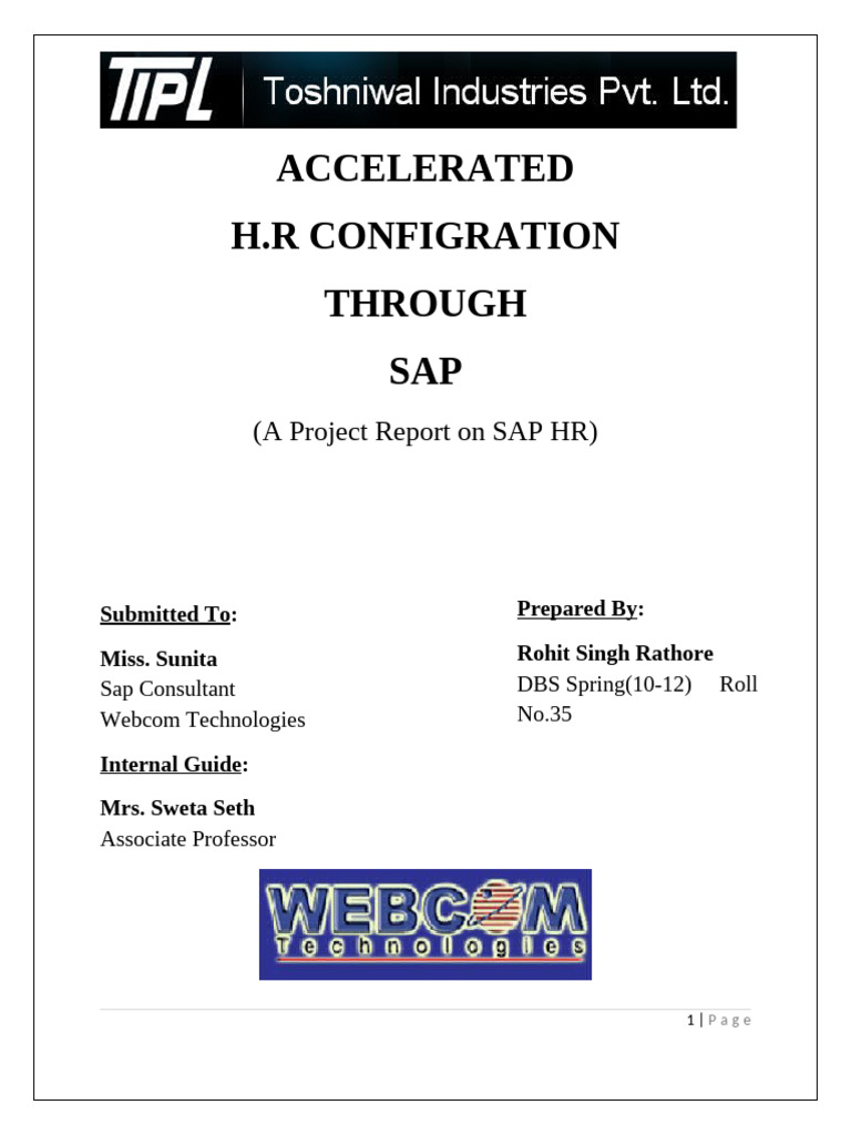 SAP HR Configuration Project Report | PDF | Payroll | Employment