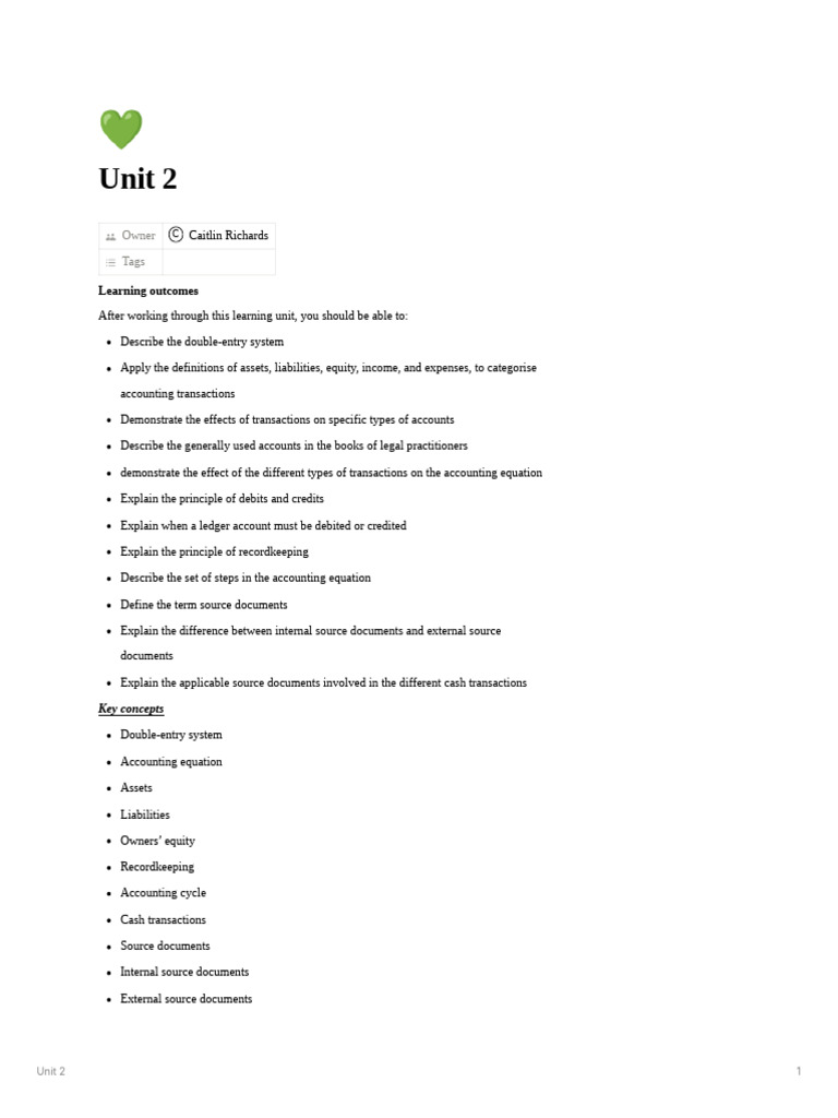 Fac1503 Unit 2 - Notion | PDF | Debits And Credits | Cheque