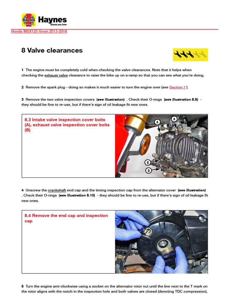 Honda Grom Valve Clearance Guide | PDF | Machines | Engines