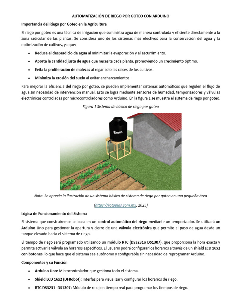 Automatización de Riego Por Goteo Con Arduino | PDF | Riego | Arduino