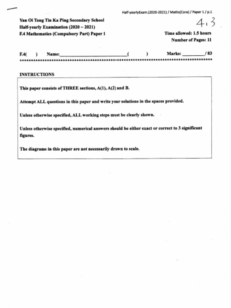 F4_MATH_2020_21_1st Exam | PDF