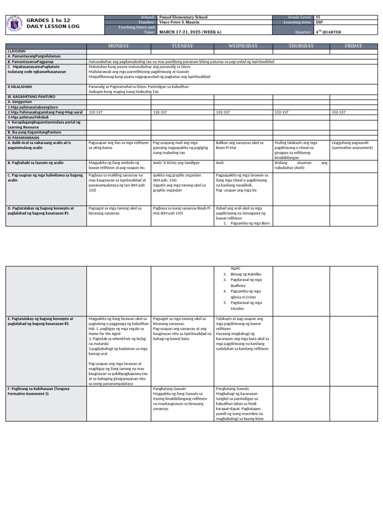 DLL - Esp 6 - Q4 - W6 | PDF