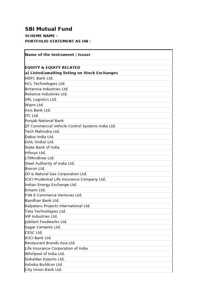 Sbi Multi Asset Allocation Fund Monthly Portfolio February 2025 | PDF ...