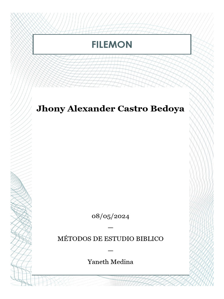 Métodos de Estudio Biblico Filemon | PDF | Epístola a Filemón | Pablo ...