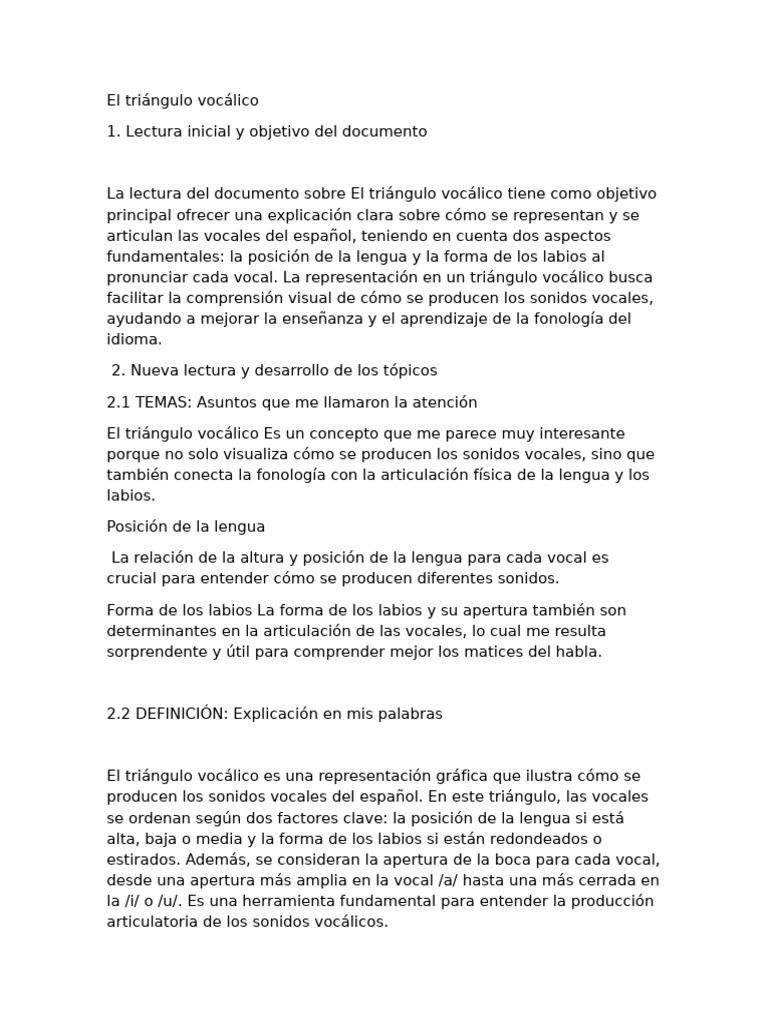 Triángulo vocálico en español: guía visual | PDF | Vocal | Lengua española