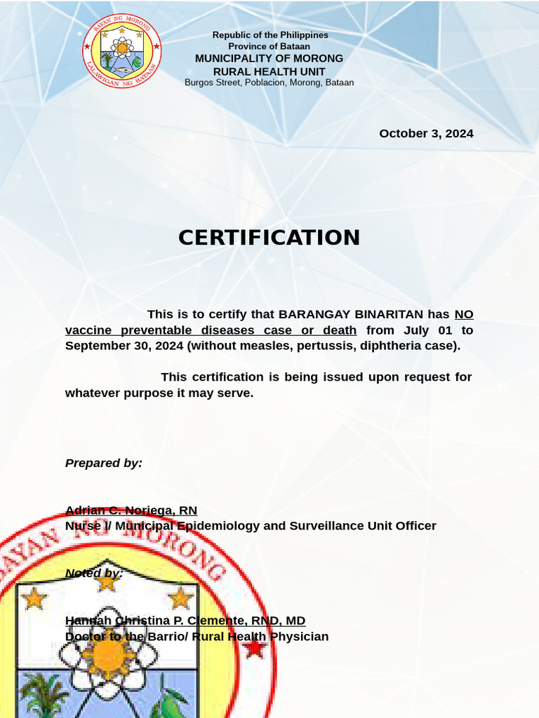 3rdQ 2024 CERTIFICATE 020039 | PDF | Health Care | Medical Specialties