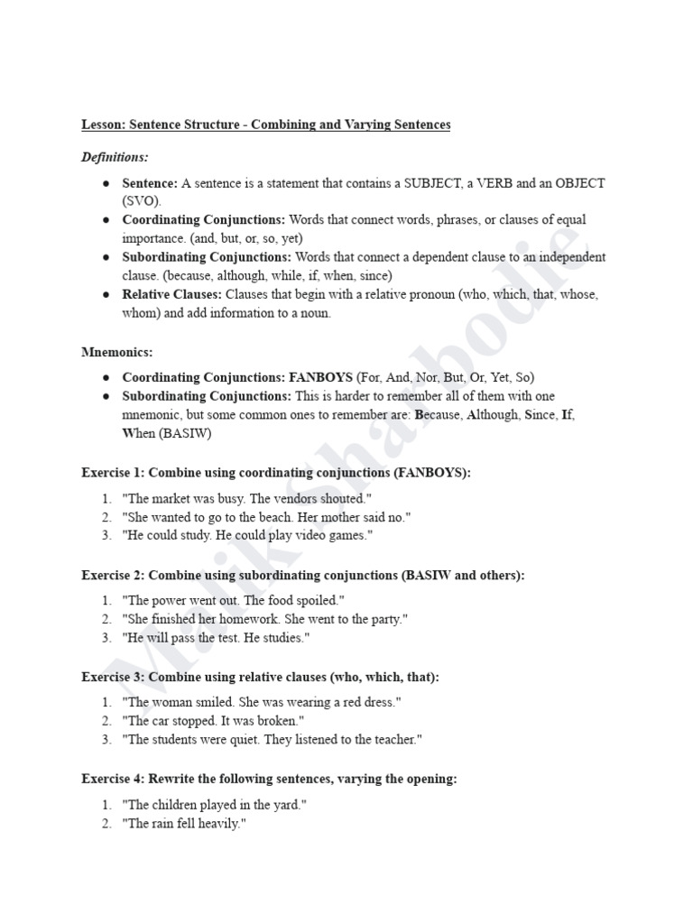 F3ENG CLASS#1 Sentences | PDF