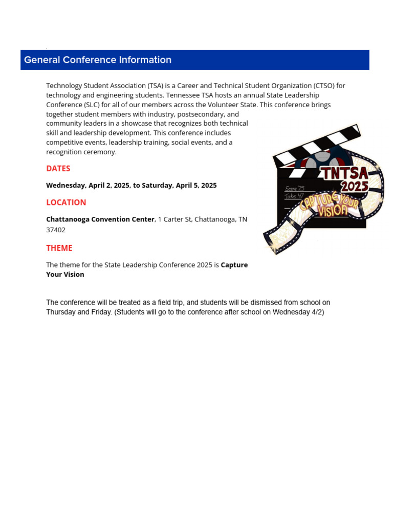 TN TSA State Conference Packet | PDF | Shoe | Clothing